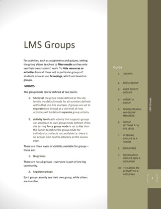 Creating groups on lms (advanced) | PDF