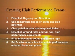 Creating High Performance Teams | PPT