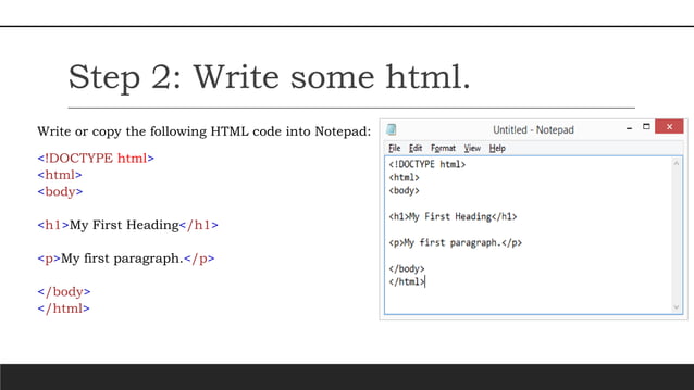 creating html using notepad-learning material | PPTX | Web Design and ...