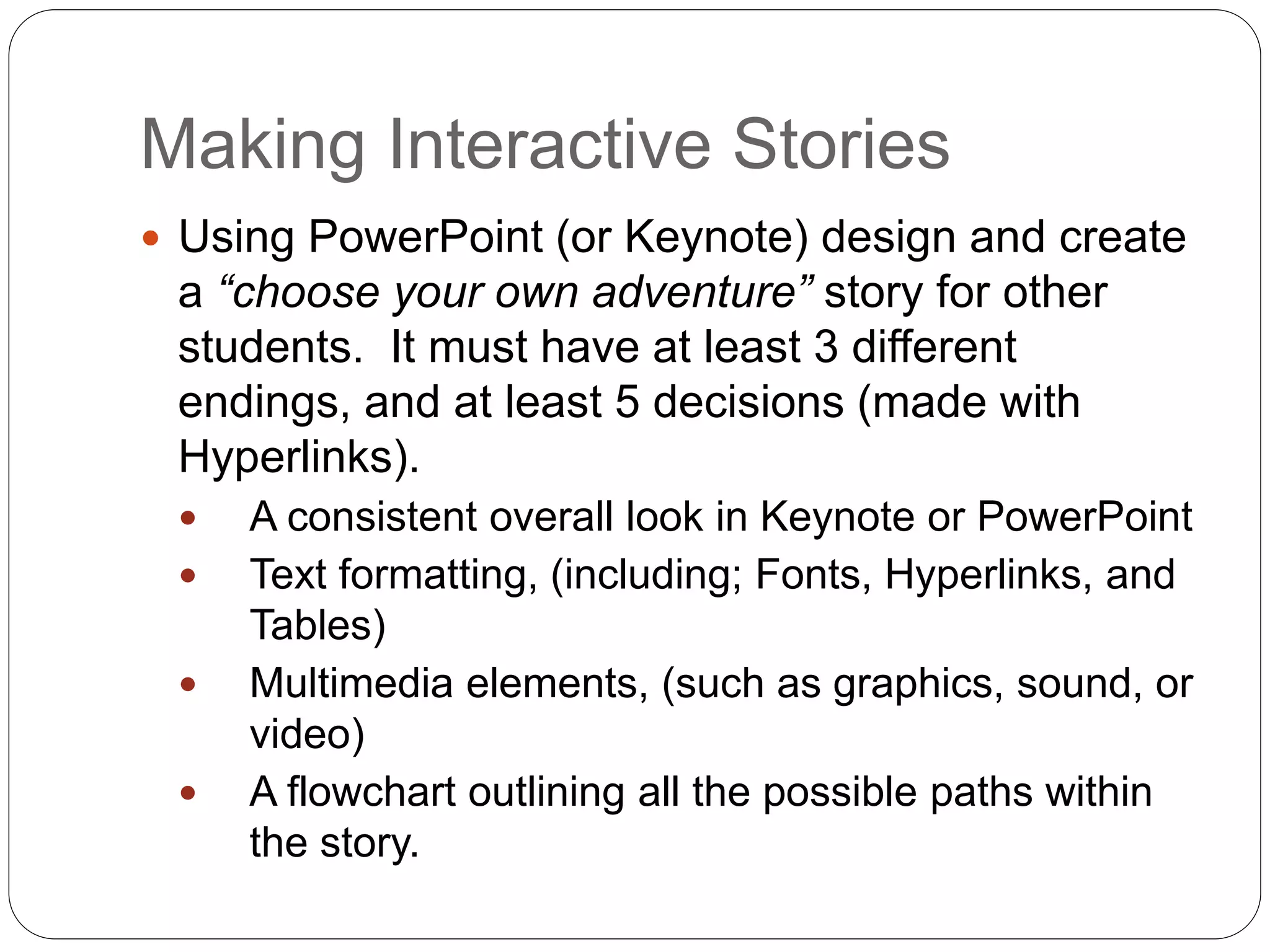 Creating interactive stories | PPTX