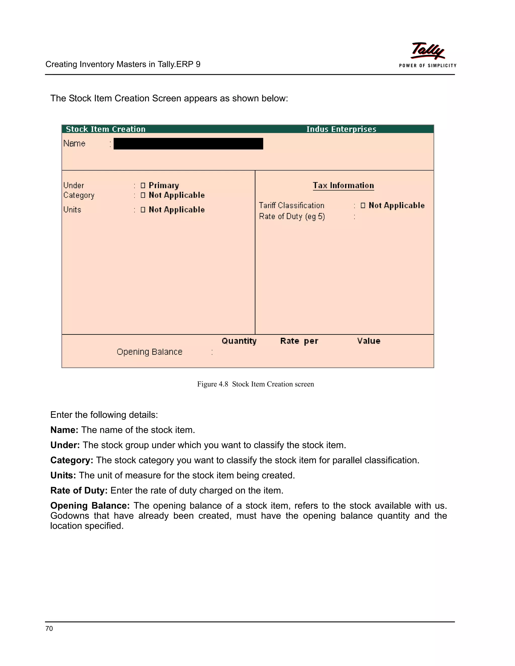 Creating inventory masters in Tally ERP 9 | PDF
