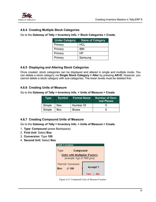 Creating inventory masters in Tally ERP 9 | PDF | Business Accounting ...