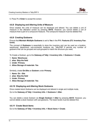 Creating inventory masters in Tally ERP 9 | PDF