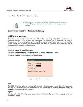 Creating inventory masters in Tally ERP 9 | PDF