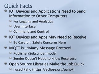 Creating #IOT applications using #MQTT | PPT