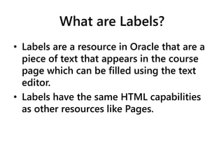 Creating labels on oracle | PPT
