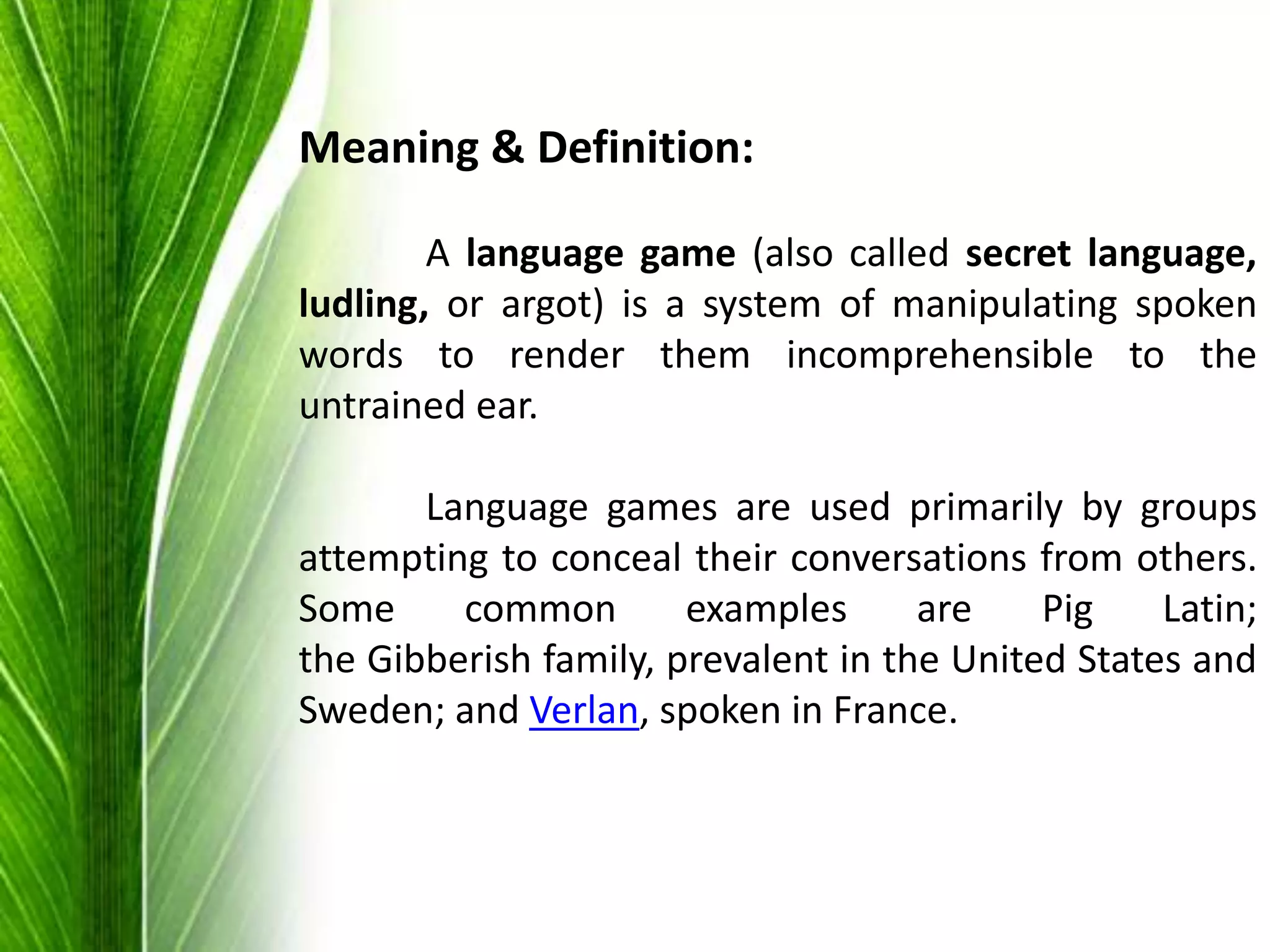 Creating Language Games PPT | PPTX