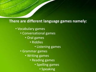 Creating Language Games PPT | PPTX