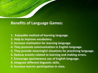 Creating Language Games PPT | PPTX