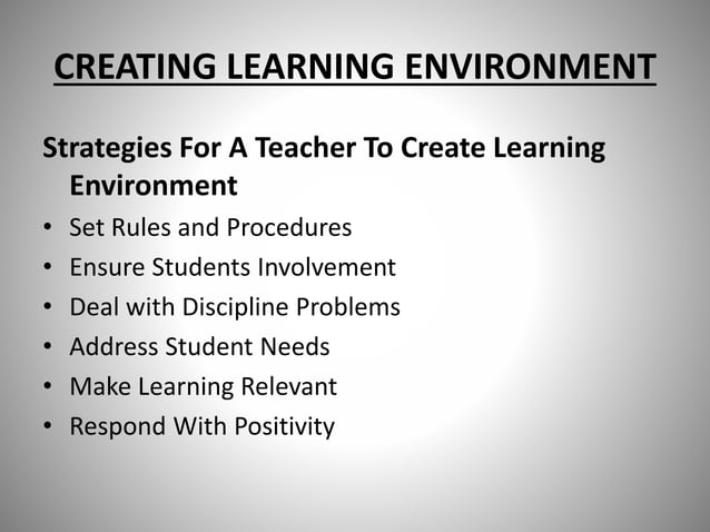 Creating learning Environment.pptx | Education industry | Industries