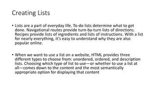 Creating lists | PPTX