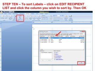 Creating mailing labels from outlook contacts | PPT