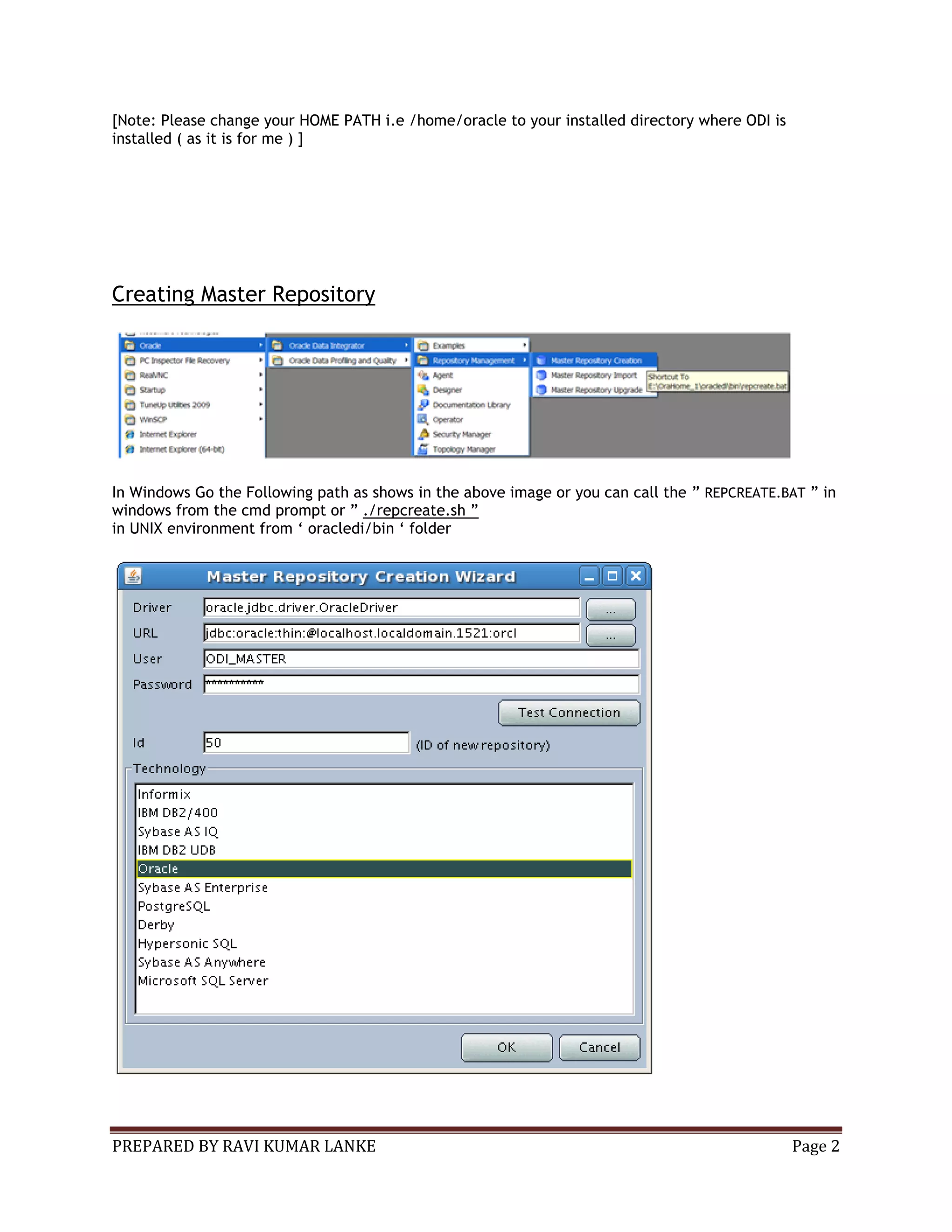 Creating master and work repository | PDF