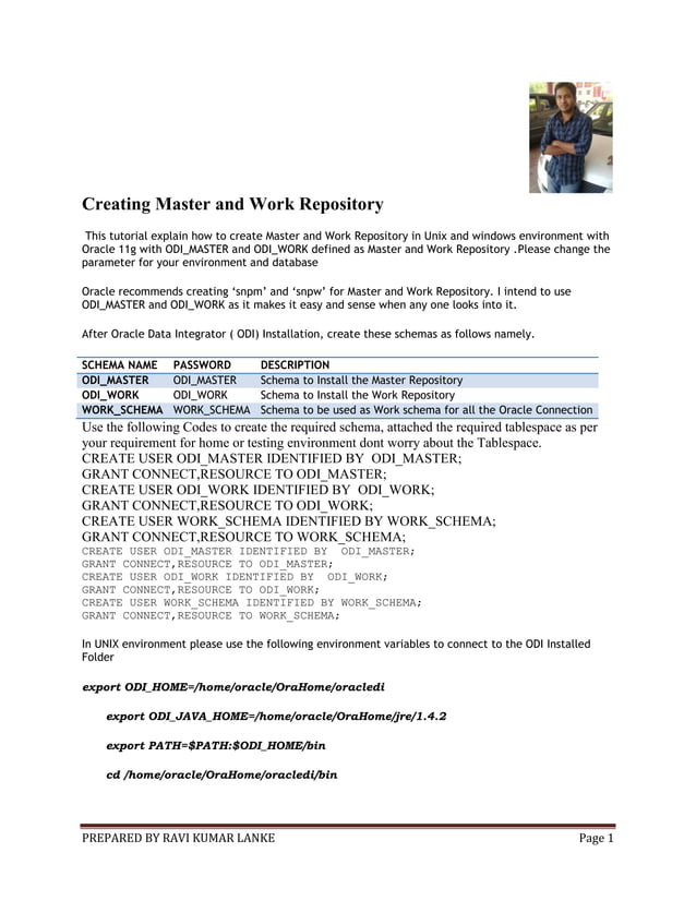 Creating master and work repository | PDF