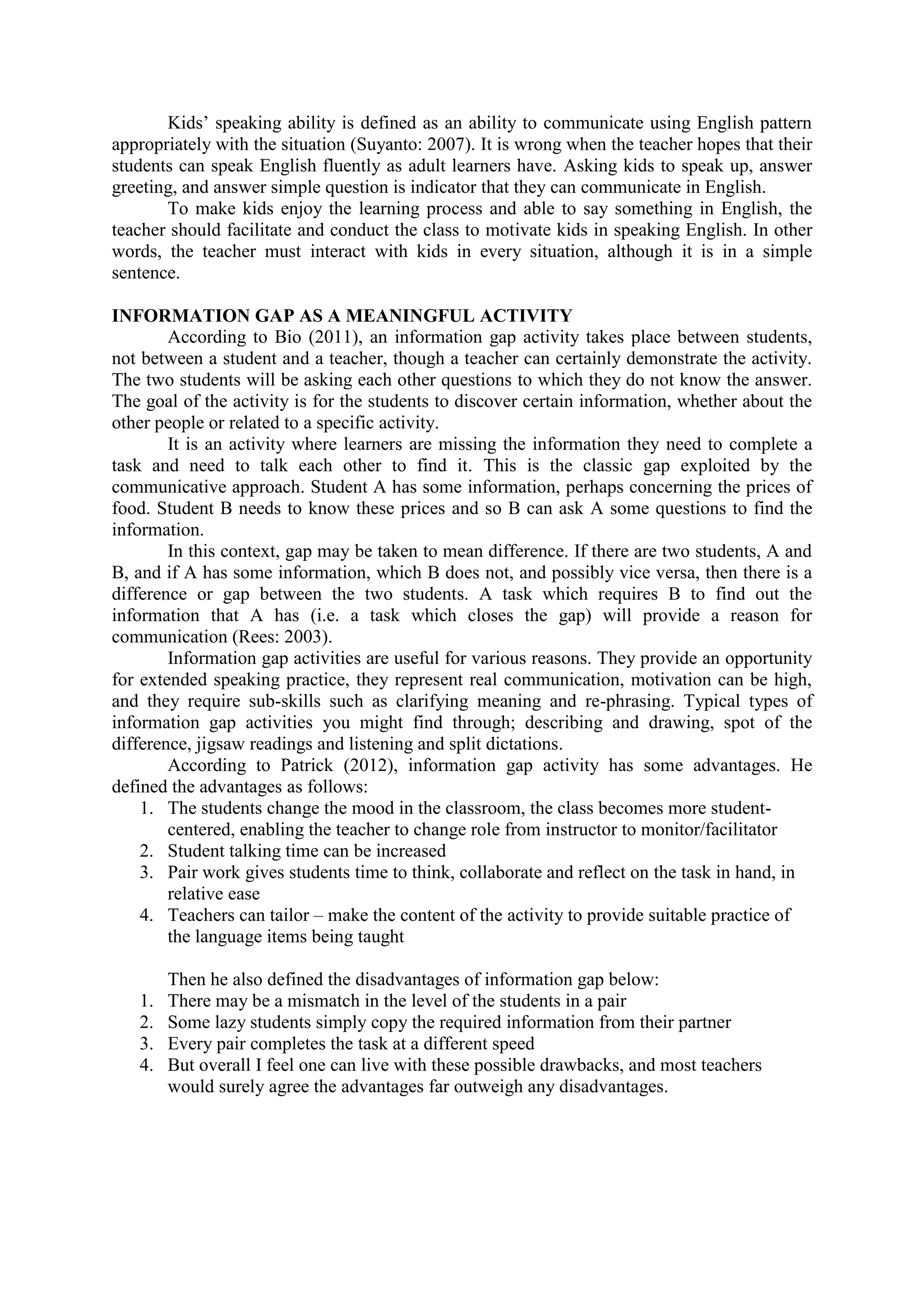 Creating meaningful speaking activity to young learners by using ...