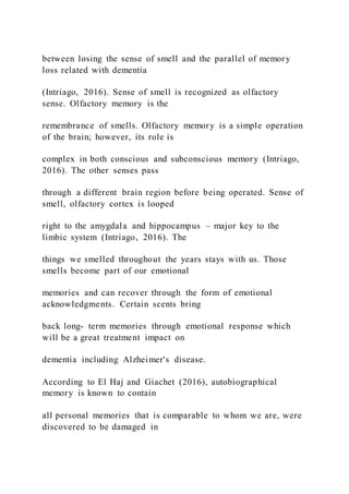 Creating Memories through Sense of Smell for Dementia | DOCX | Brain ...