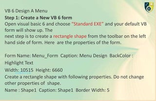 Creating menu in visual basic 6 | PPT