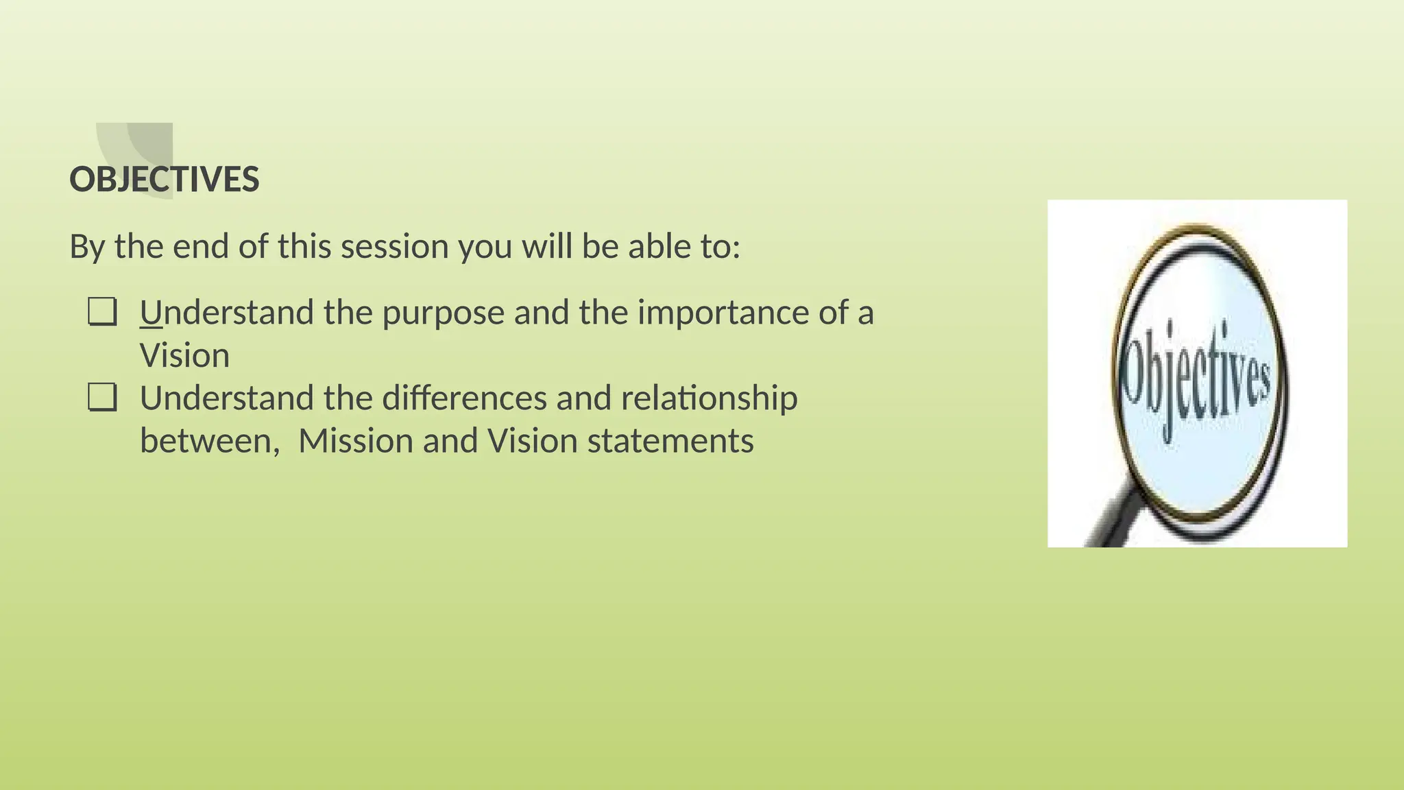 CREATING MISSION &VISION - SESSION 1111 | PPTX | Education