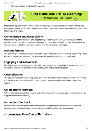 Creating Mobile eLearning Content_ Essential Strategies and Tips | PDF