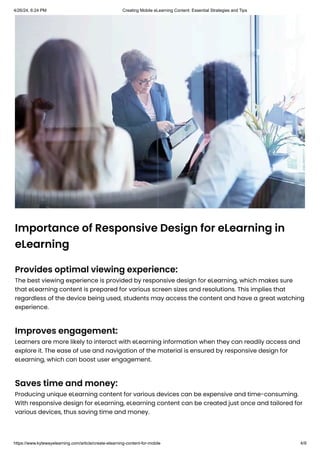 Creating Mobile eLearning Content_ Essential Strategies and Tips | PDF