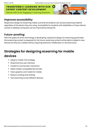 Creating Mobile eLearning Content_ Essential Strategies and Tips | PDF