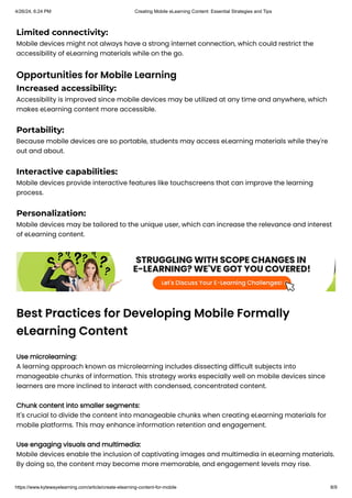 Creating Mobile eLearning Content_ Essential Strategies and Tips | PDF
