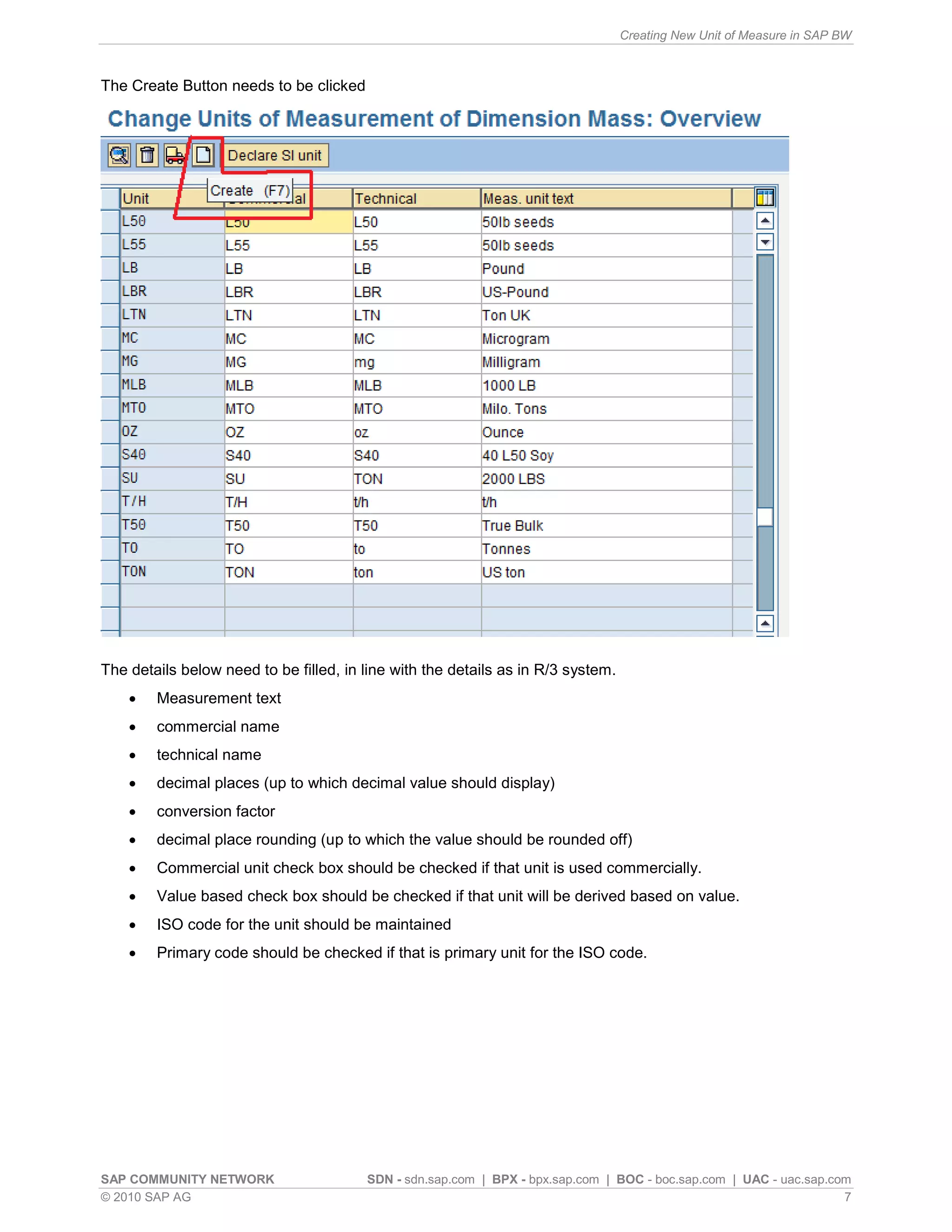 Creating new unit of measure in sap bw | PDF