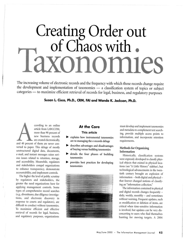 Creating Order Out Of Chaos With Taxonomies | PDF
