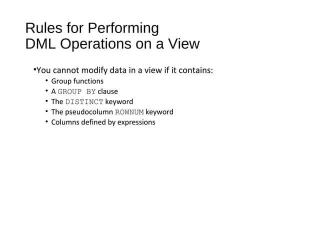 Creating Other Schema Objects Ppt