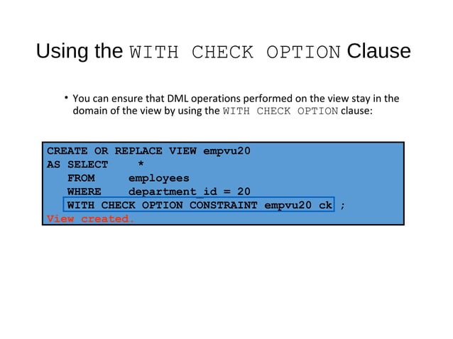 Creating Other Schema Objects Ppt