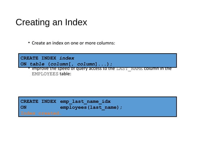 Creating Other Schema Objects Ppt 7055