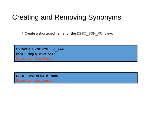 Creating other schema objects | PPT