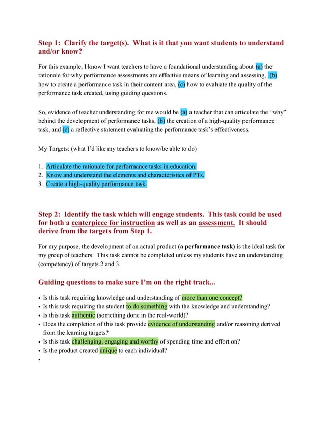 Creating Performance Tasks Easy Steps | PDF