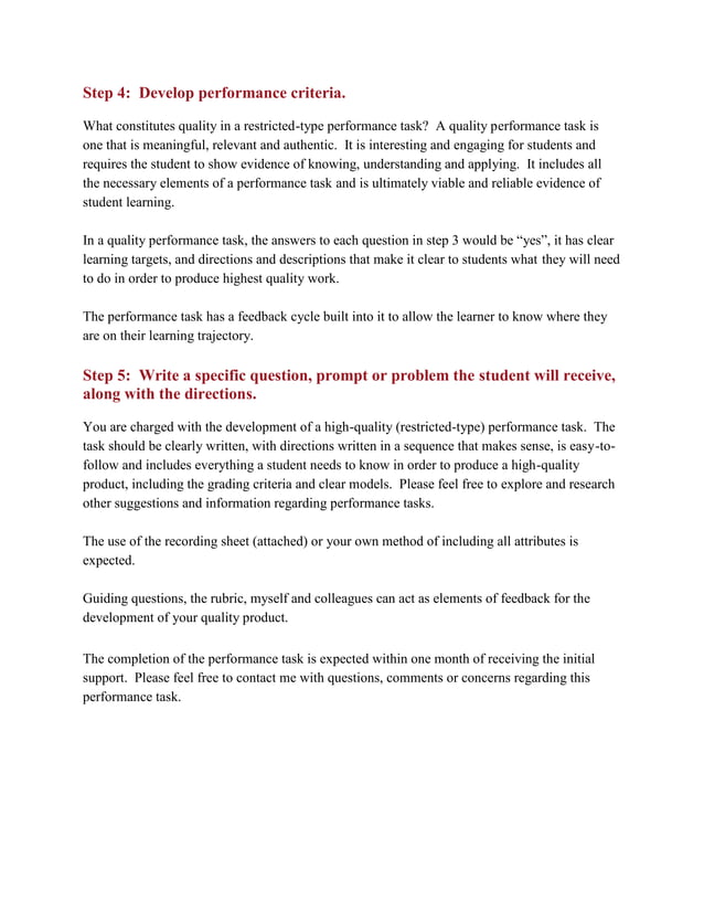 Creating Performance Tasks Easy Steps | PDF