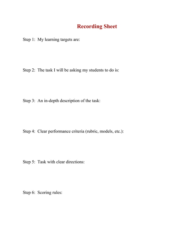 Creating Performance Tasks Easy Steps | PDF