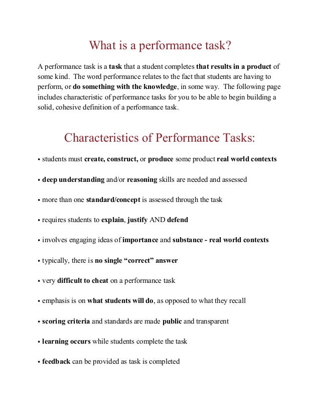 Creating Performance Tasks Easy Steps