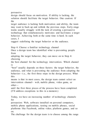 Creating Persuasive Technologies An Eight-Step Design Pr | DOCX