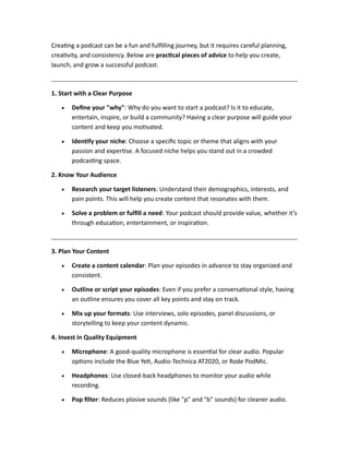 creating podcast tips and tricks and plans | PDF