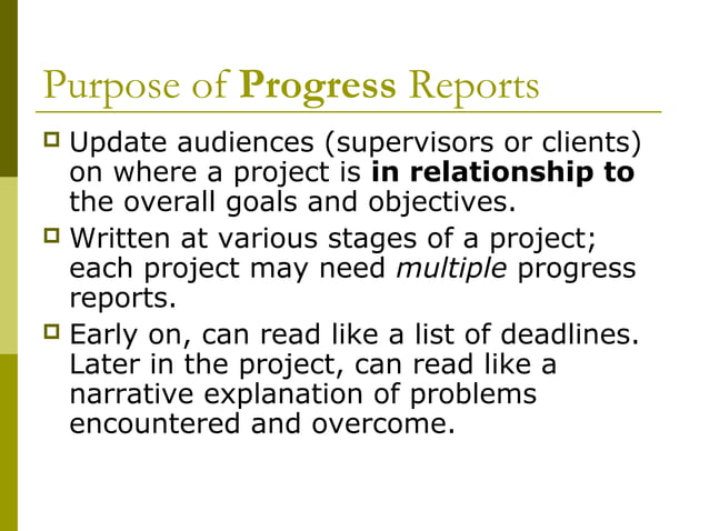 Creating progress reports and periodic activity reports | PPT | Resume ...
