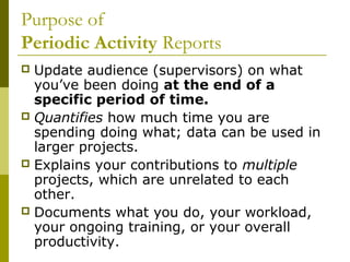 Creating progress reports and periodic activity reports | PPT
