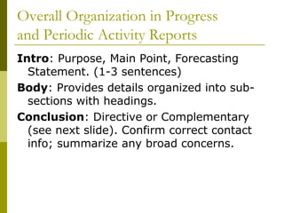 Creating progress reports and periodic activity reports | PPT