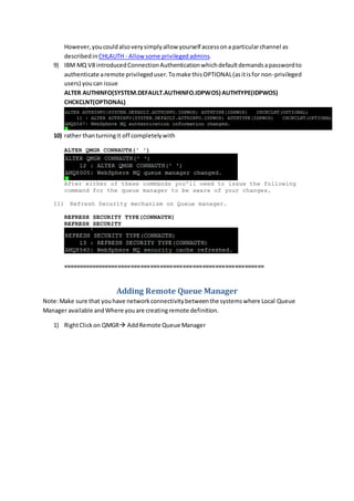 Creating qmgr and allowing remote authorization | DOCX