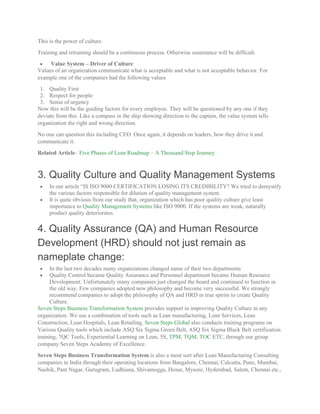 Creating quality culture in an organization | PDF