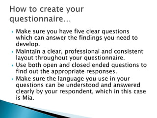 Creating Questionnaires | PPTX