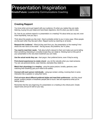 Creating Rapport | PDF