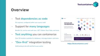 Creating Realistic Unit Tests with Testcontainers | PDF