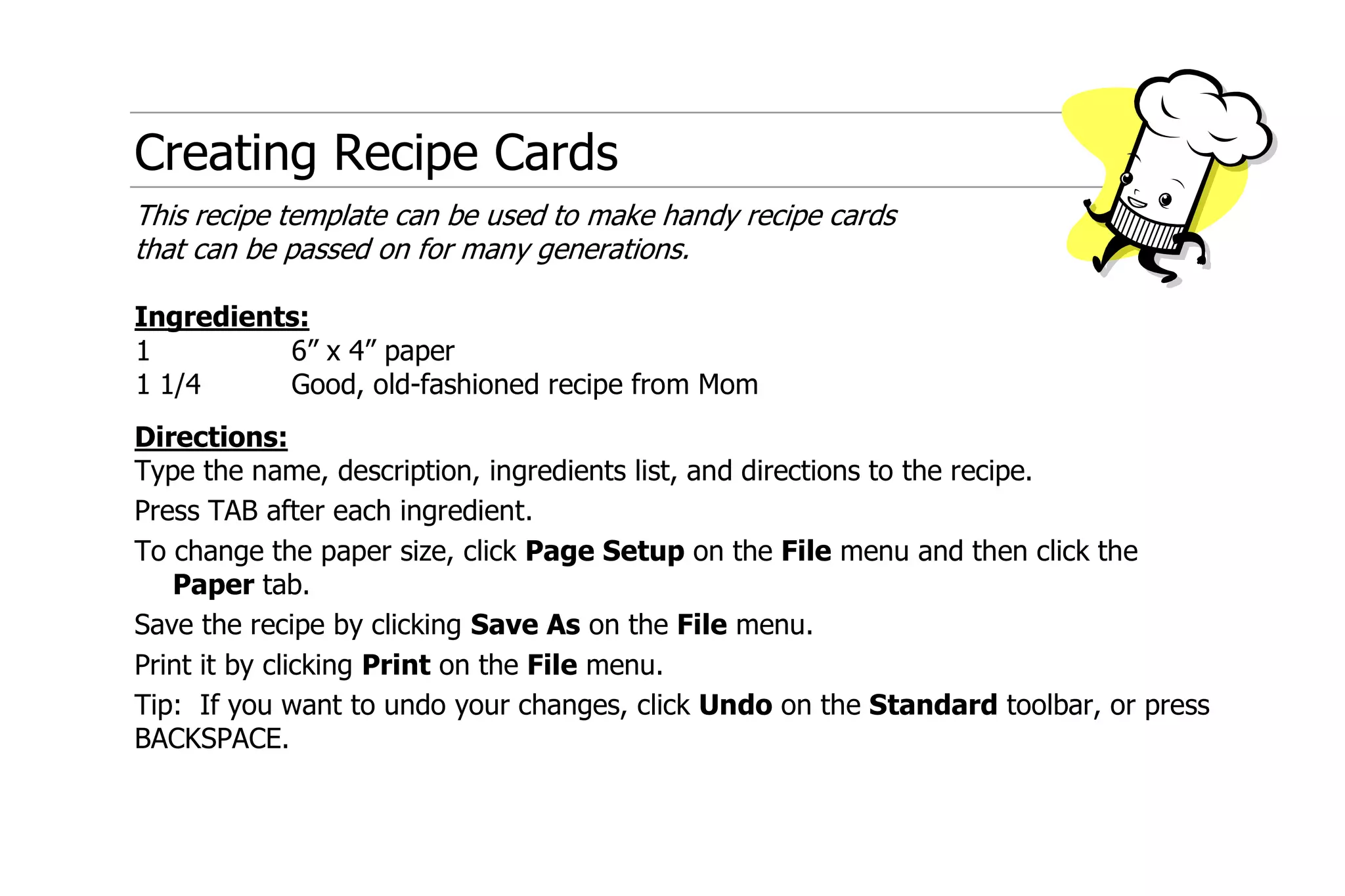 Creating Recipe Cards | DOCX