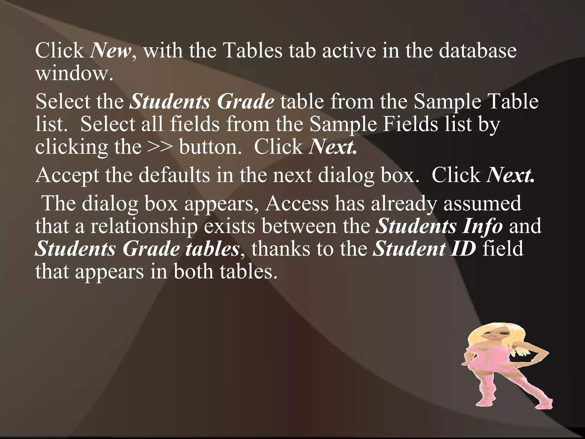 Creating relationships with tables | ODP