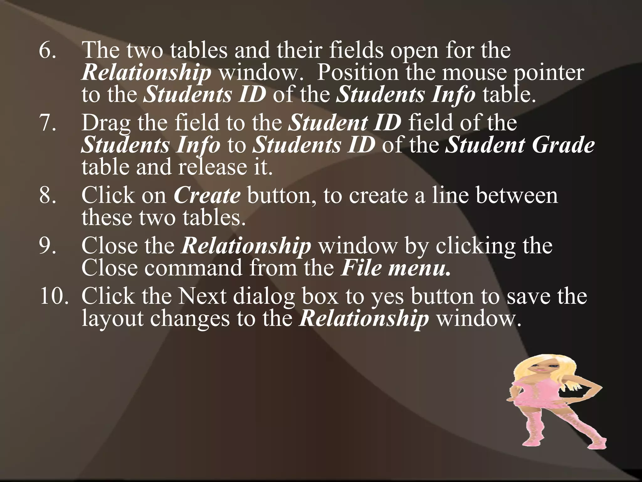 Creating relationships with tables | ODP