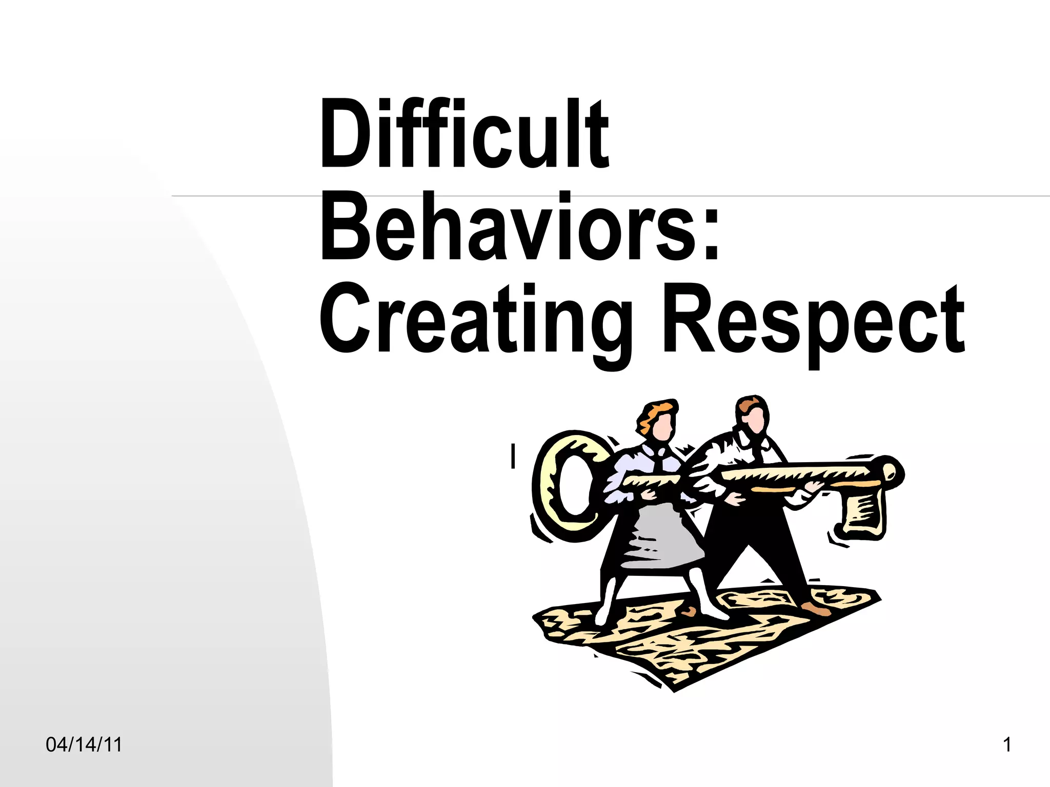 Difficult behaviors: Creating Respect | PPT
